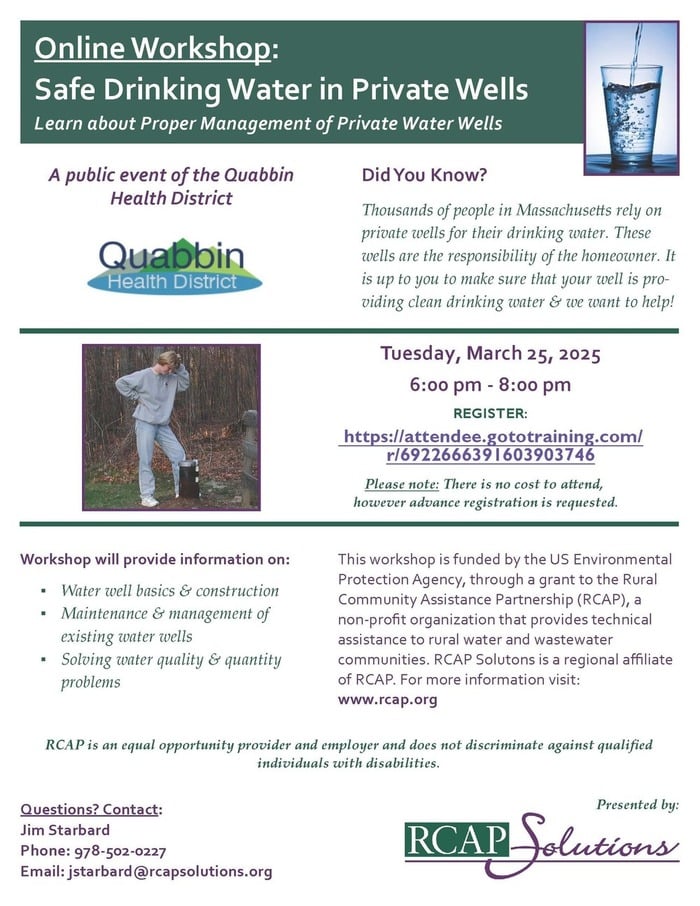 Online Workshop: Safe Drinking Water in Private Wells - Amherst Now