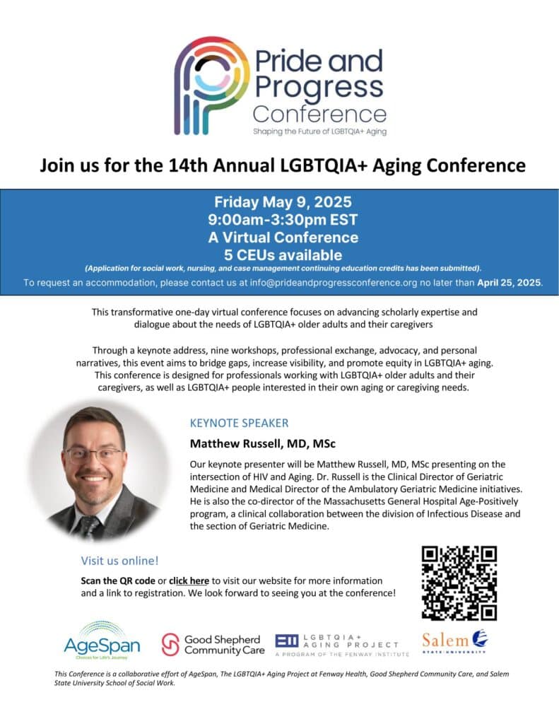 14th Annual LGBTQIA+ Aging Conference – May 9 (Virtual) - Amherst Now