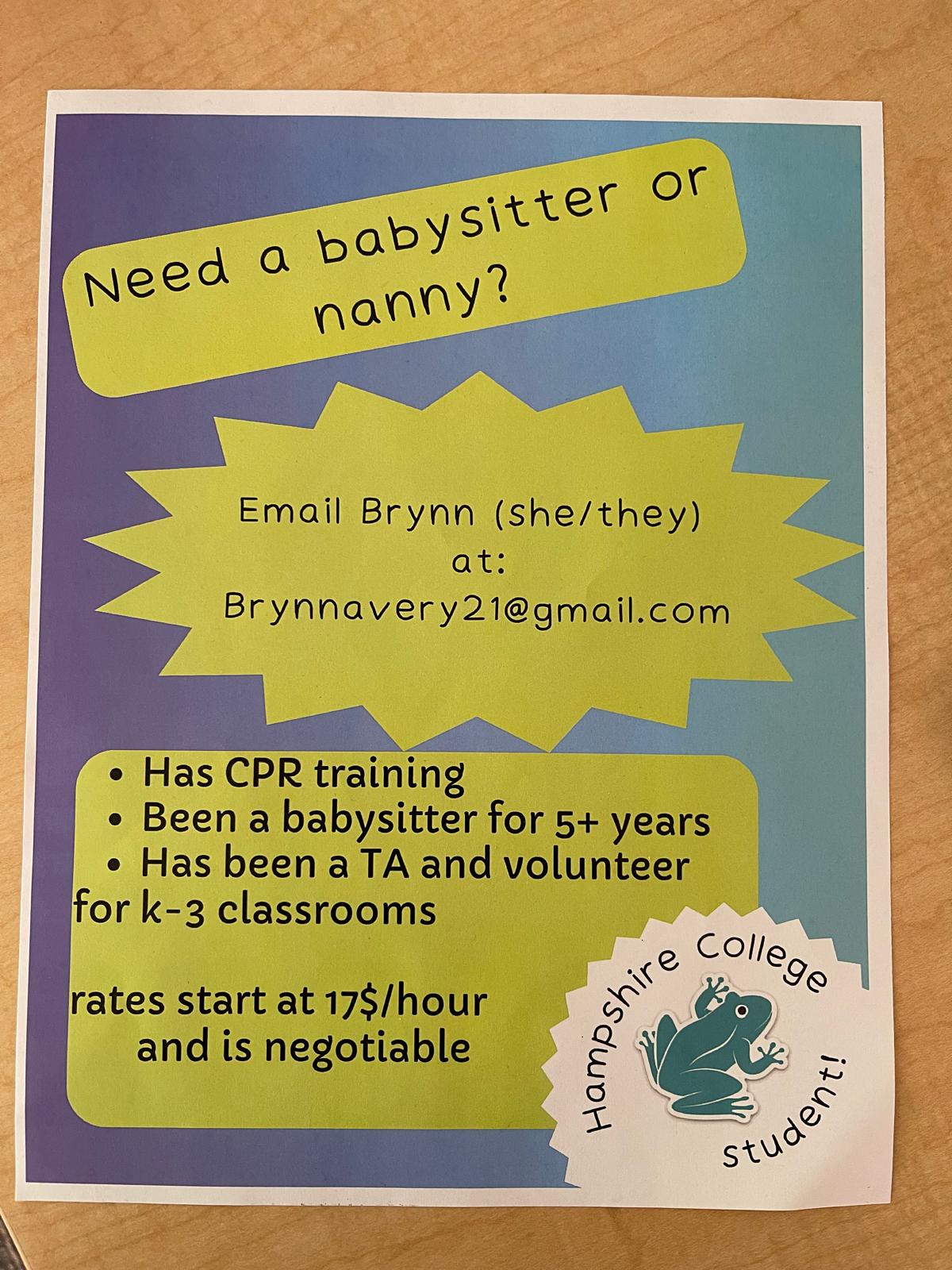 Experienced Babysitter Available – Flexible Rates - Amherst Now